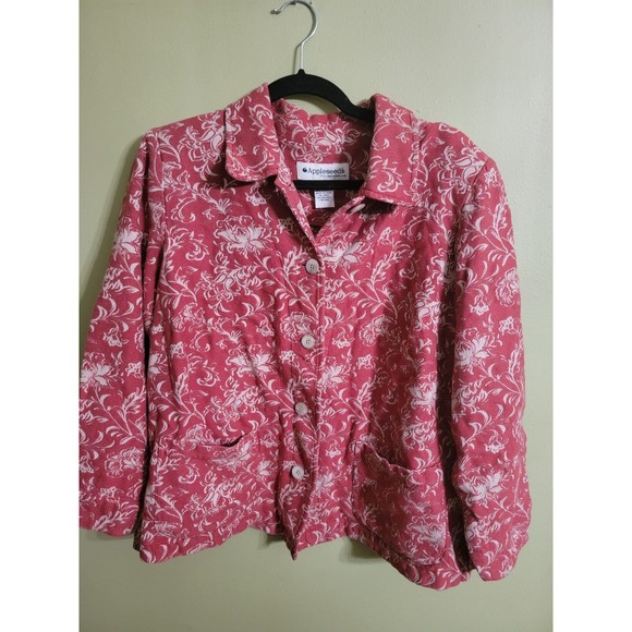 Appleseed's | Jackets & Coats | Appleseeds Red Cream Buttoned Light ...